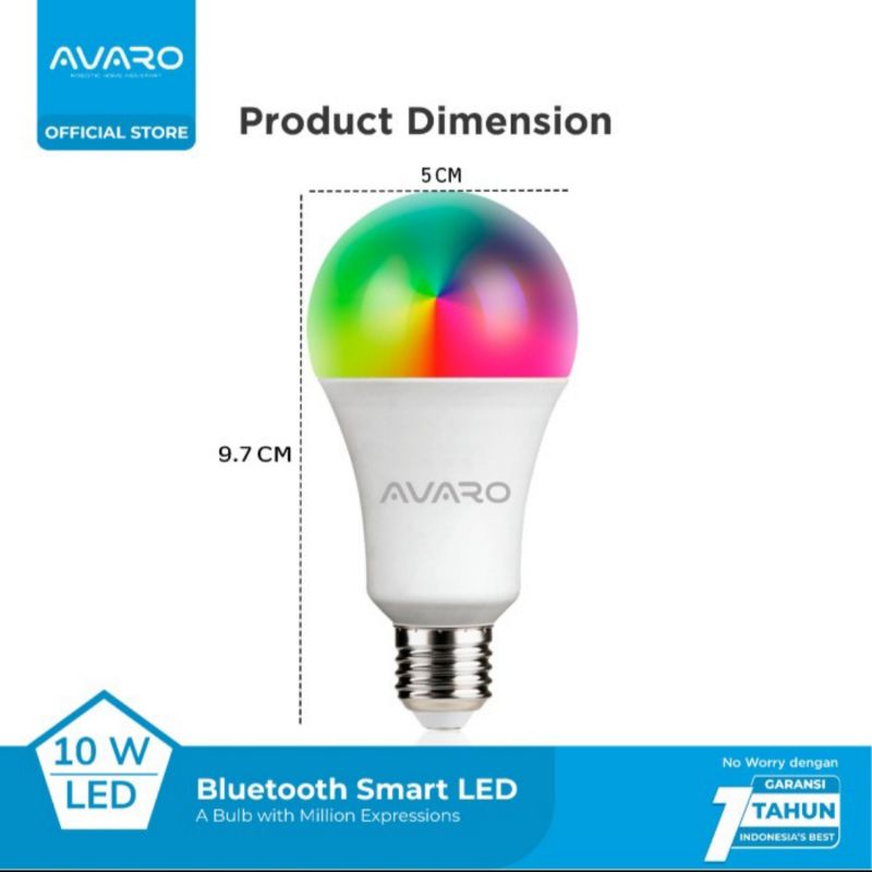 Jual Avaro Bluetooth bt 10w lampu smart led rgb warna warni | Shopee ...