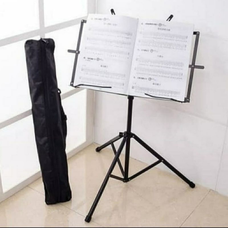 Jual stand partitur / stand book lipat + tas / kaki buku | Shopee Indonesia