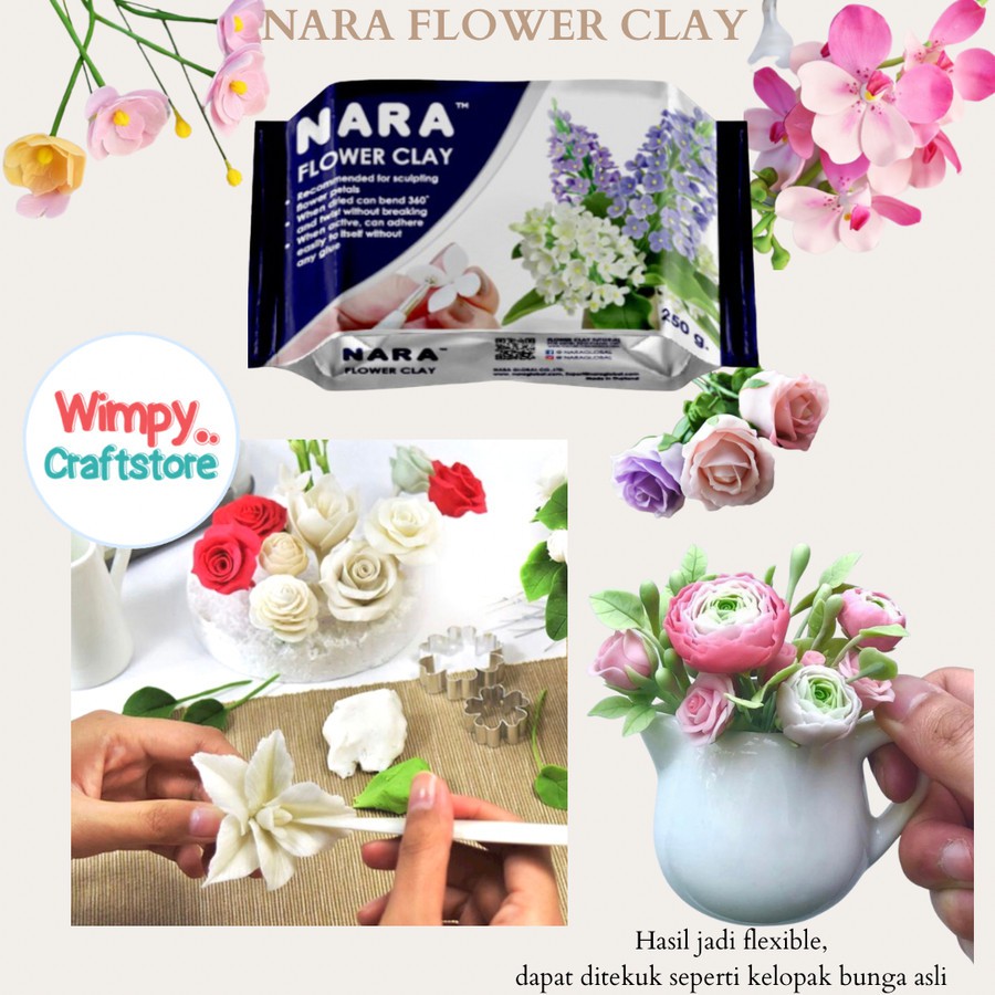 Jual NARA Flower Clay Bunga Clay Flexible Clay Lentur Air Dry Modeling ...