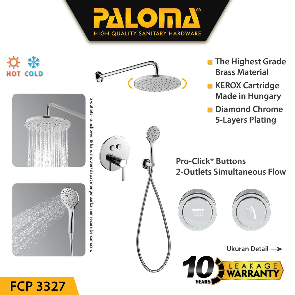 Jual PALOMA FCP 3327 Keran Mixer Shower Tanam Set Dinding Tembok Kran ...