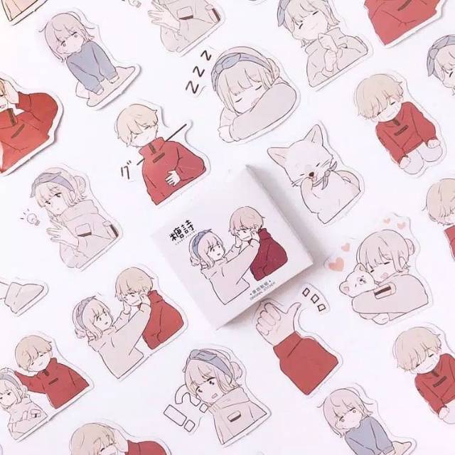 Jual 45 PCS/BOX STIKER KERTAS LABEL STICKER TEMA COUPLE PASANGAN LUCU ...