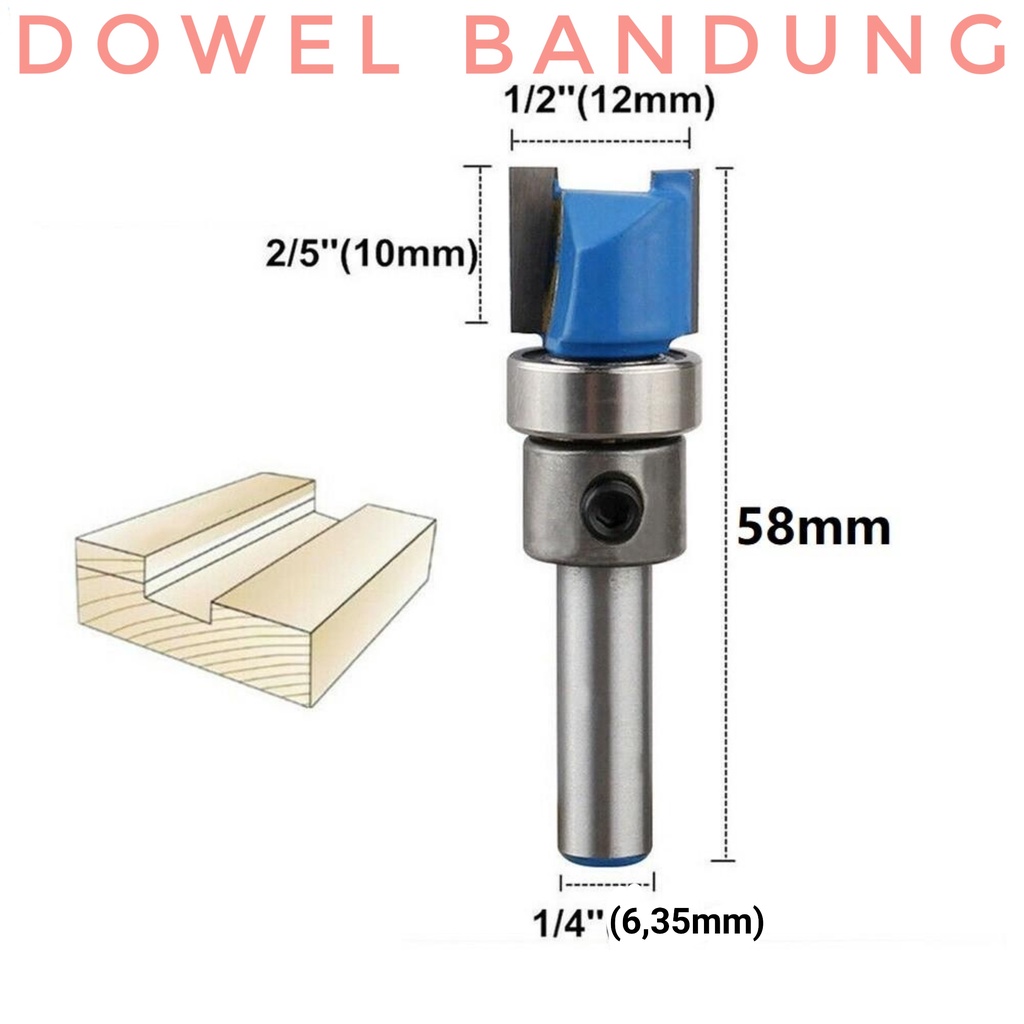 Jual Mata Trimmer Flush Trim Router Bit HPL PVC Bottom Bearing | Shopee ...