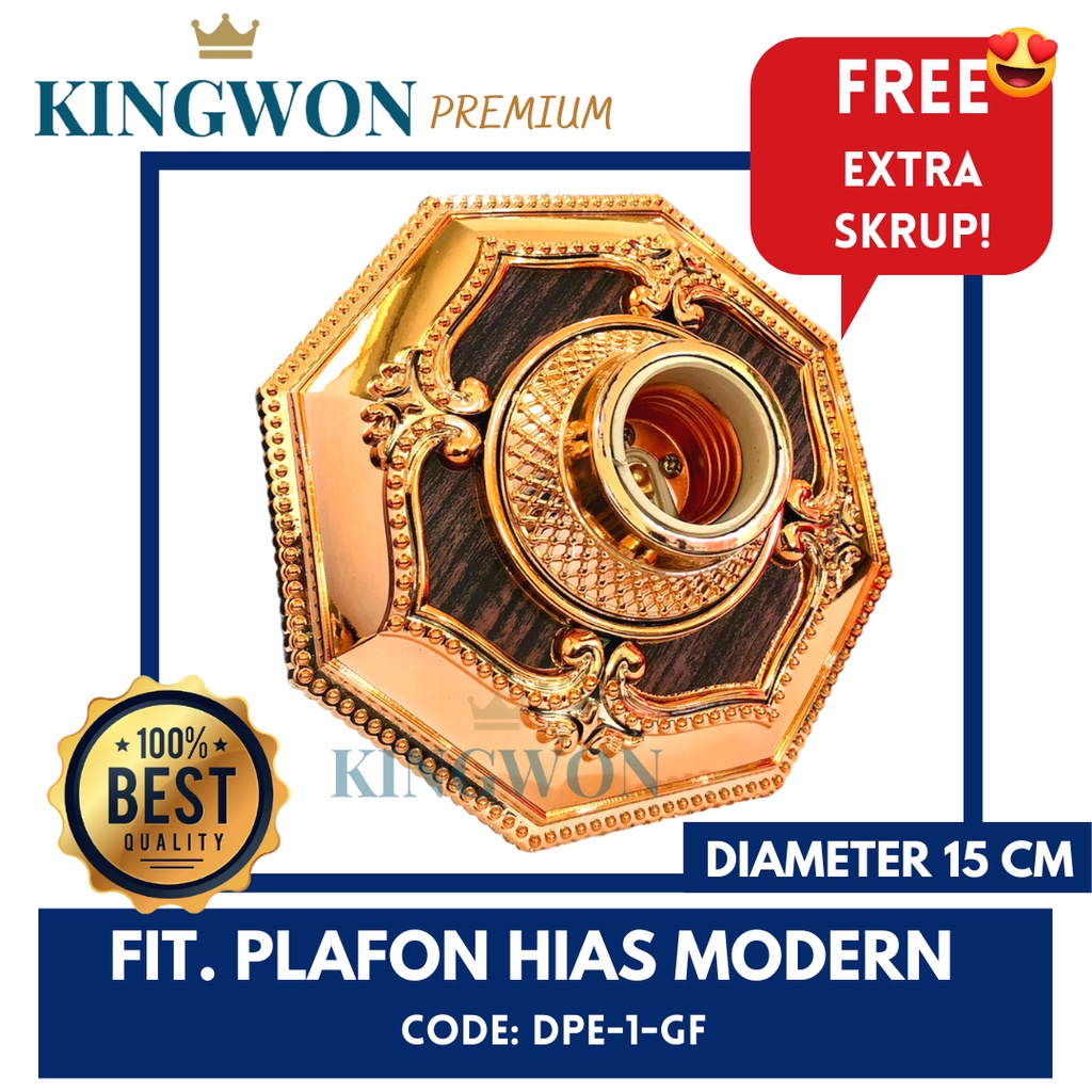 Jual FITTING LAMPU PLAFON HIAS MODERN E27 DPE 1 GF KINGWON FITTING ...