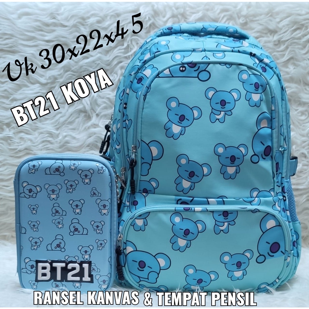 Jual RANSEL ANAK DAN TEMPAT PENSIL BT21 KOYA BIRU | Shopee Indonesia
