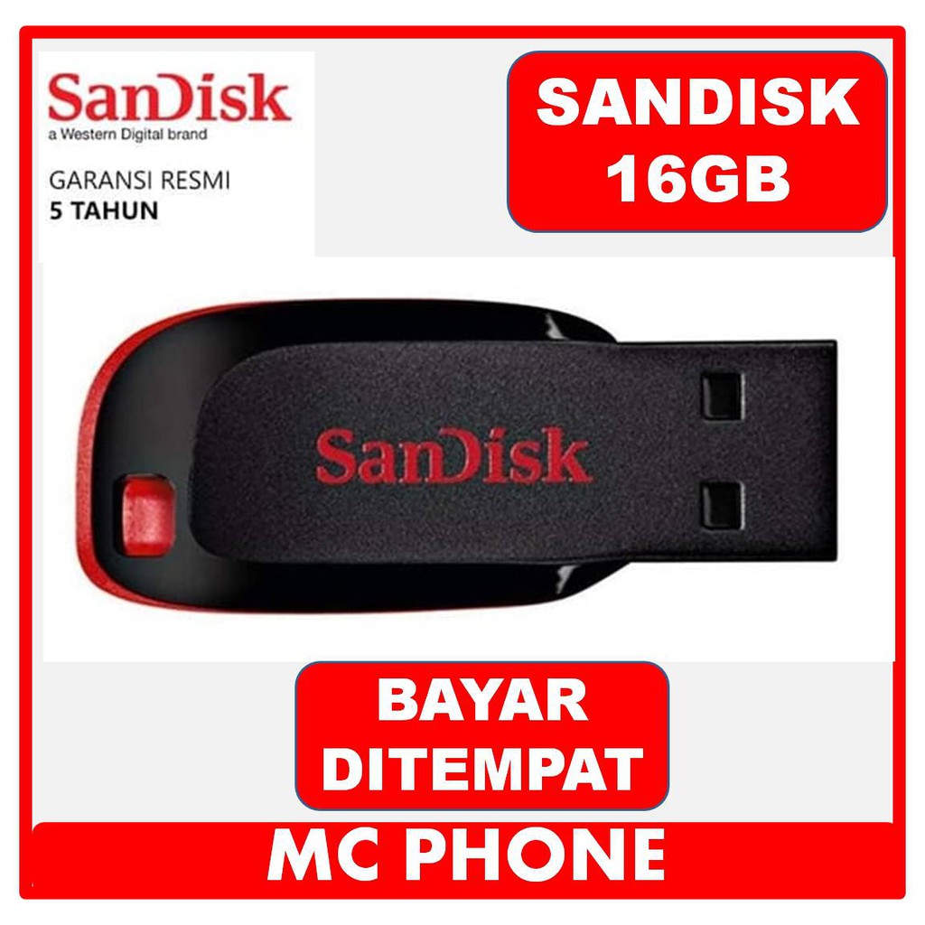 Jual Flashdisk Sandisk 16Gb Original Cruzer Blade Garansi Resmi Sticker ...
