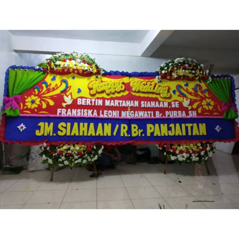 Jual Karangan Bunga Papan Bunga Opening Wedding Ukuran 1,25m x 4m ...