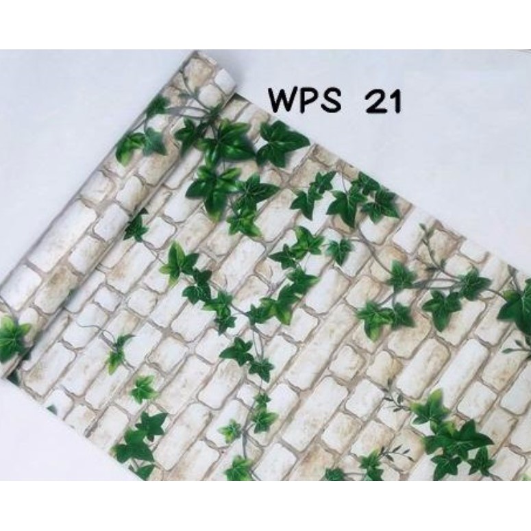 Jual Wallpaper Sticker Uk. 45cm X 10m Motif Bata Putih Daun Rambat ...