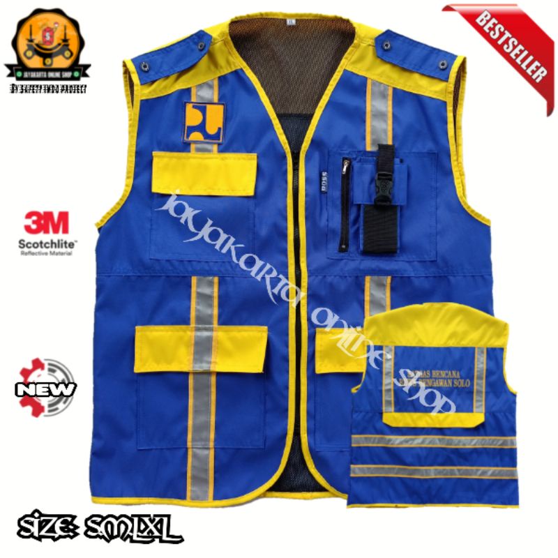 Jual ROMPI SAFETY VEST PUPR 3M SCOTLITE TASLAN WATER PROOF BIRU KUNING ...