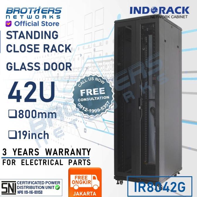 Jual Close Rack Indorack Ir8042G - Rak Server 42U 800Mm 19 Inch Glass ...