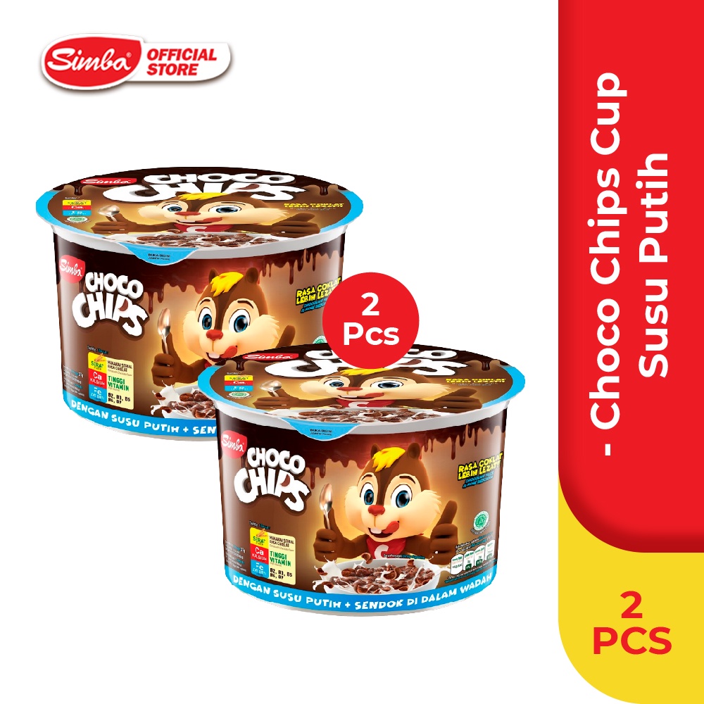 Jual Choco Chips Cereal SIMBA - 2 Cup Susu Putih 34gr Hemat | Shopee ...