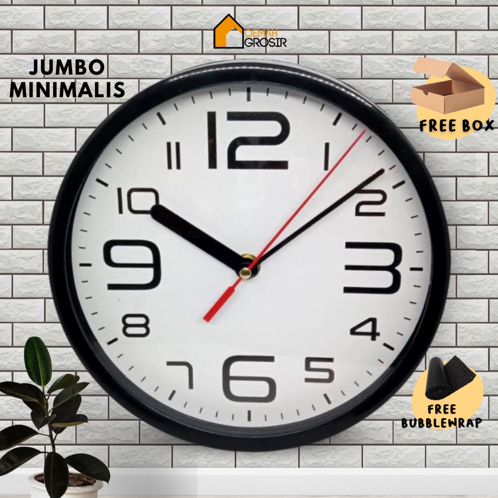 Jual Jam Dinding Minimalis Polos Jumbo Premium 32CM | Shopee Indonesia