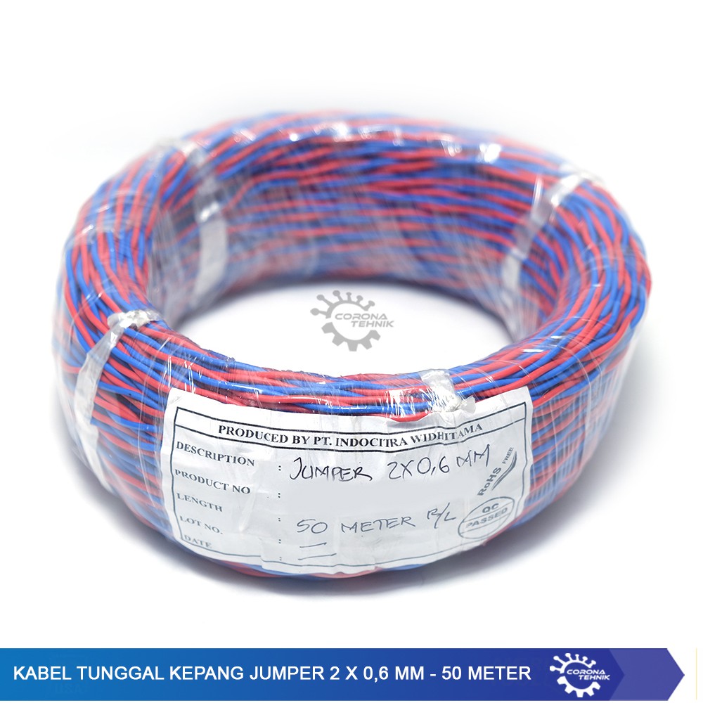 Jual 50 Meter Kabel Tunggal Kepang Jumper 2 x 0,6 mm | Shopee Indonesia