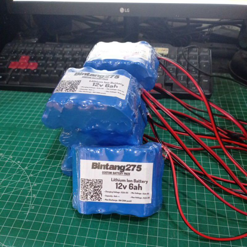 Jual Paket hemat Battery pack 12v 6ah li ion 12,6v 6000mah + charger ...