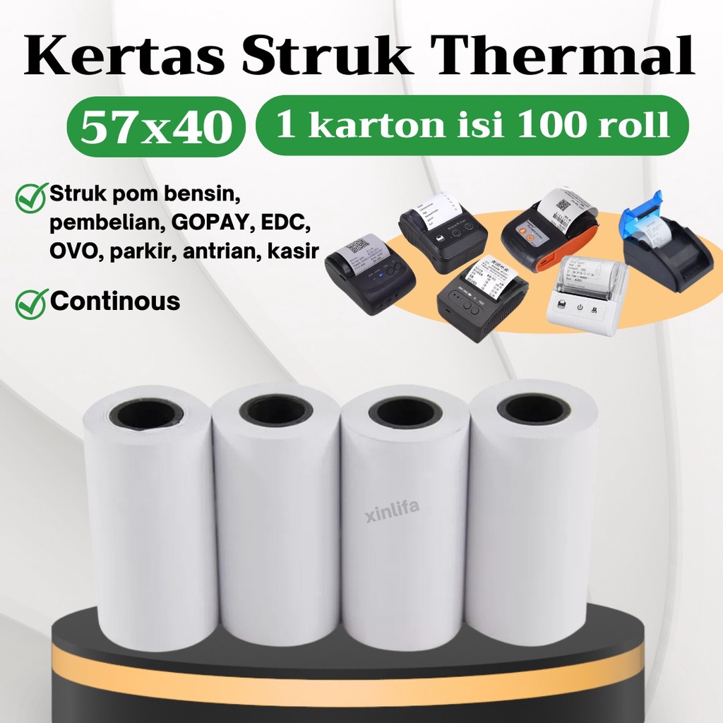 Jual Kertas Struk kasir paper Roll Thermal 1 Karton 100 roll uk 57 x ...