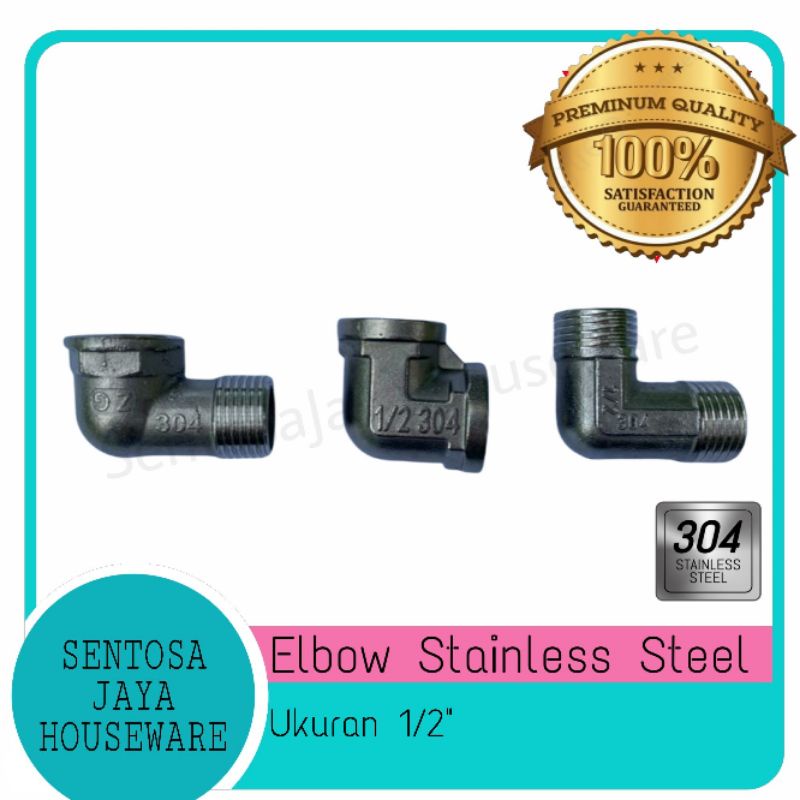 Jual Elbow elbo fitting sambungan kran air 1/2" inch Stainless Steel ...