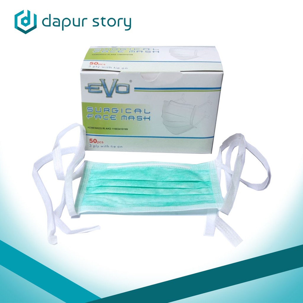 Jual Masker Evo Surgical Face Mask Tie On 1 Box Isi 50pcs | Shopee ...