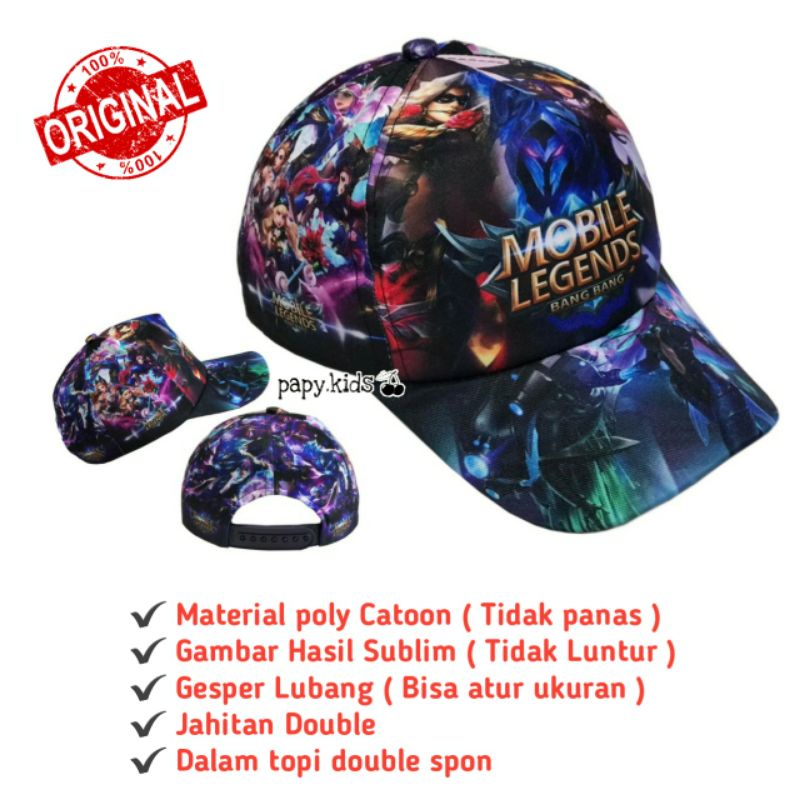 Jual Topi Mobile Legend LB28 / Topi karakter anak / Topi baseball anak ...