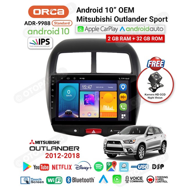 Jual Head Unit Android Auto CarPlay 10″ inch Outlander Sport ORCA ...