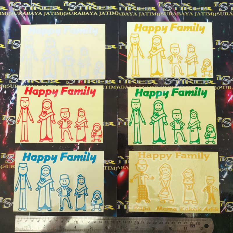 Jual stiker cutting happy family ukuran 15cmx10cm | Shopee Indonesia