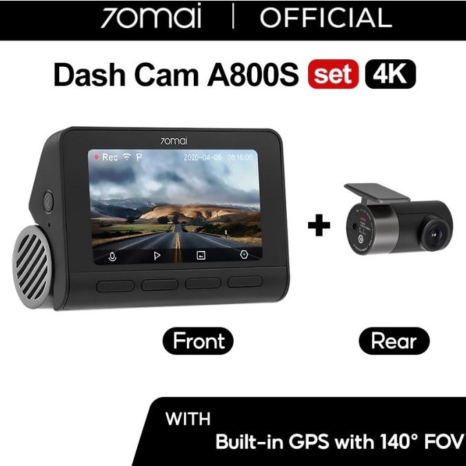 Jual 70mai Dash Cam A800s HD 4K 2160P GPS ADAS Set (Front+Rear Camera ...