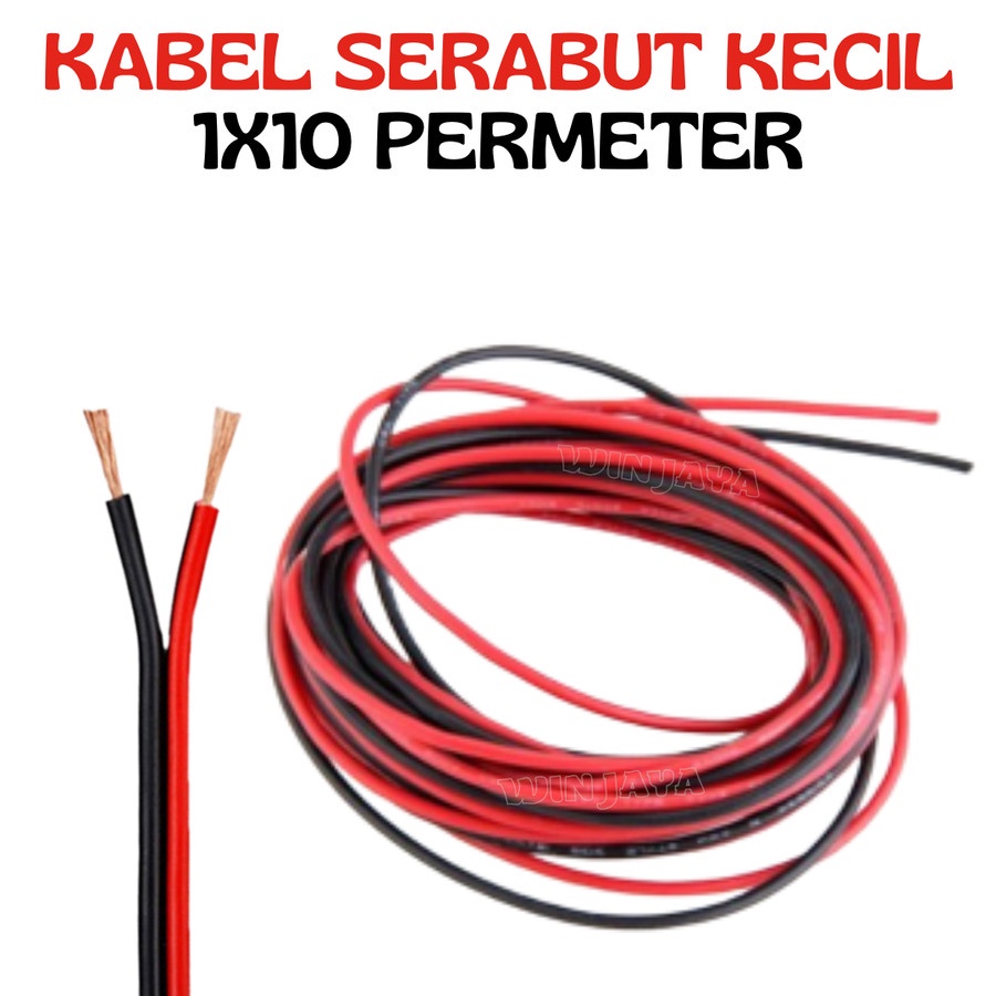 Jual KABEL SERABUT KECIL 1X10 METERan KABEL CACING 2 WARNA PERMETER ...
