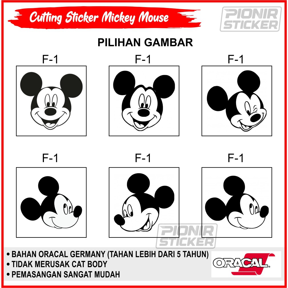 Jual Stiker kaca mobil Mickey Mouse Cutting Sticker Mobil Mickey Mouse ...