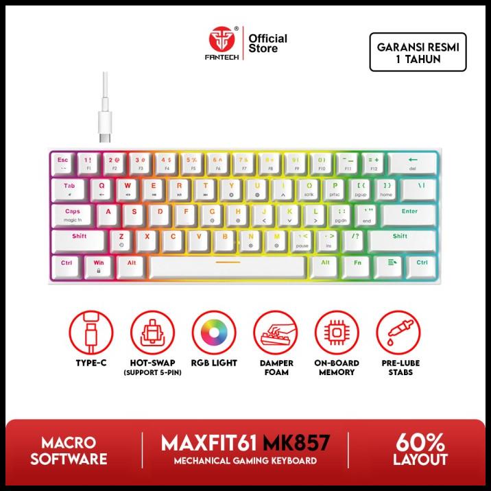 Jual Fantech MAXFIT61 MK857 60% Keyboard Gaming Mechanical Putih ...