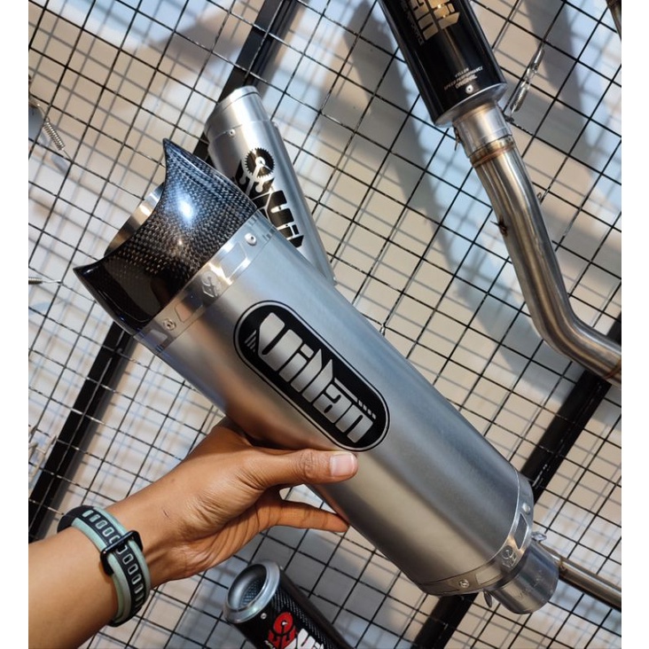 Jual Knalpot Villan SV1 Silver/ Black Silencer Only inlet 50/51mm ...