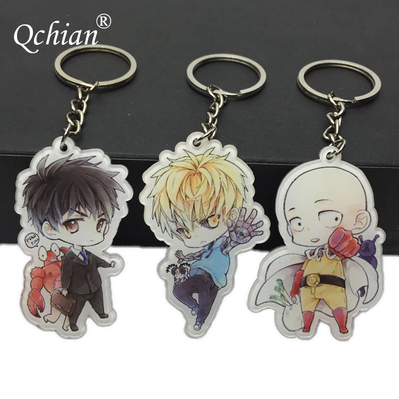 Jual IMPORT Hot Anime One Punch Man Keychain for Men Saitama Genos ...