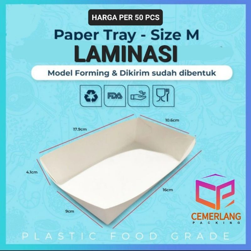Jual FOOD TRAY M IVORY PUTIH NAMPAN KERTAS TAKOYAKI SATE KENTANG GORENG ...