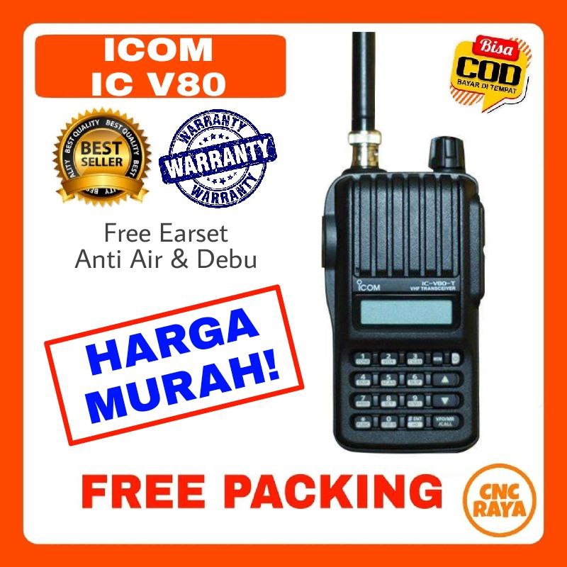 Jual HT ICOM V80 Single band VHF (Free Earset) Garansi 1 Tahun Walkie Talkie | IC-V80 IP65 tahan ...