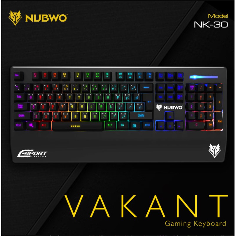 Jual Nubwo Gaming Keyboard Vakant NK-30 Rainbow 7 LED Modes and Sound Lighting | Shopee Indonesia