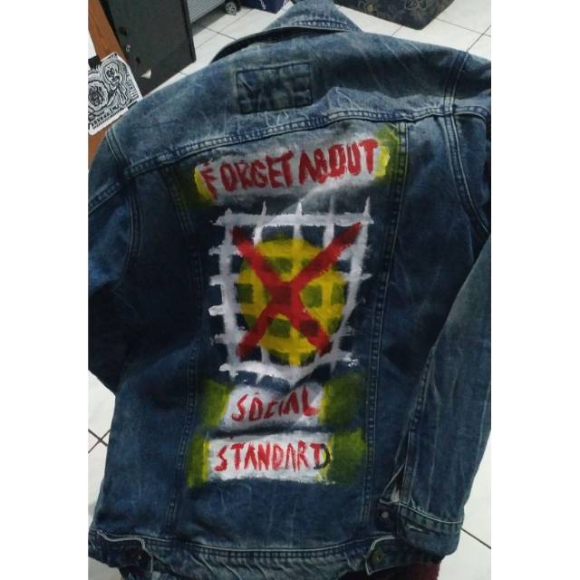 Jual Denim jacket original manzone custom paint size XS bukan rucas ...