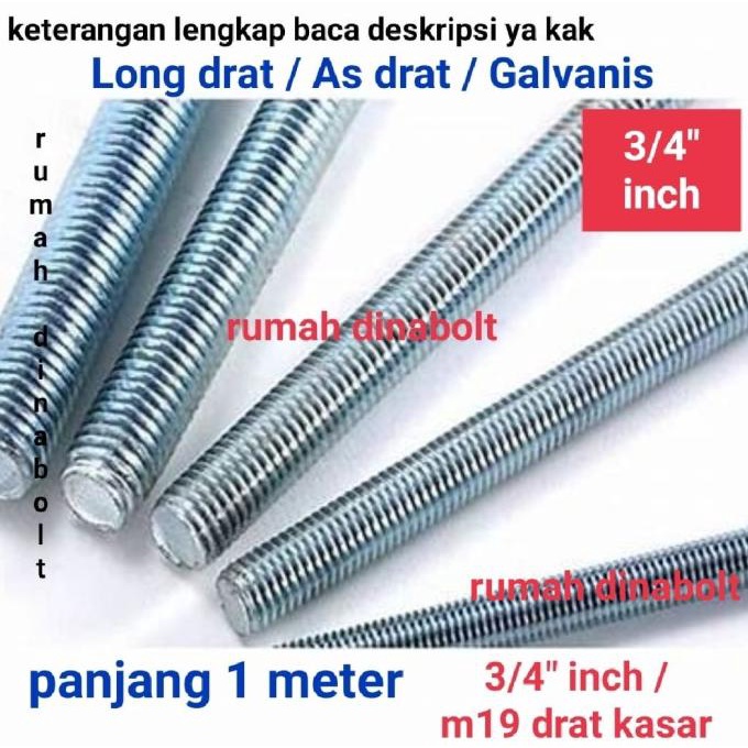 Jual Long drat 3/4" galvanis / As drat 3/4" galvanis - (M20 drat kasar ...