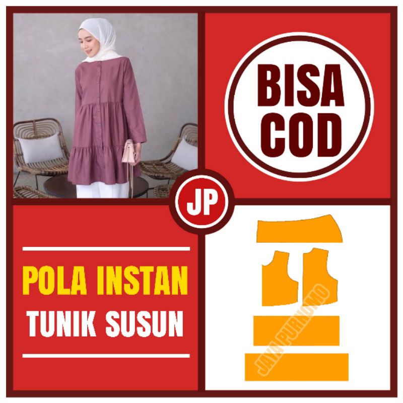Jual Pola Instan tunik susun _Pola Jiplak - pola sdh di potong sdh ada kampuhnya tinggal potong ...