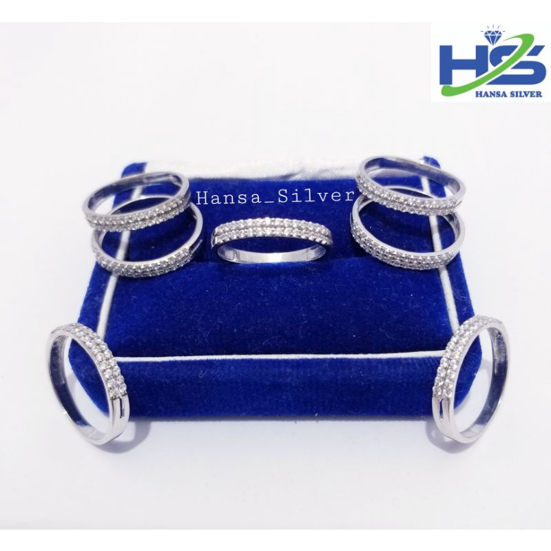 Jual Cincin Perak Asli Silver 925 Lapis Emas Putih Model Listring Dua ...