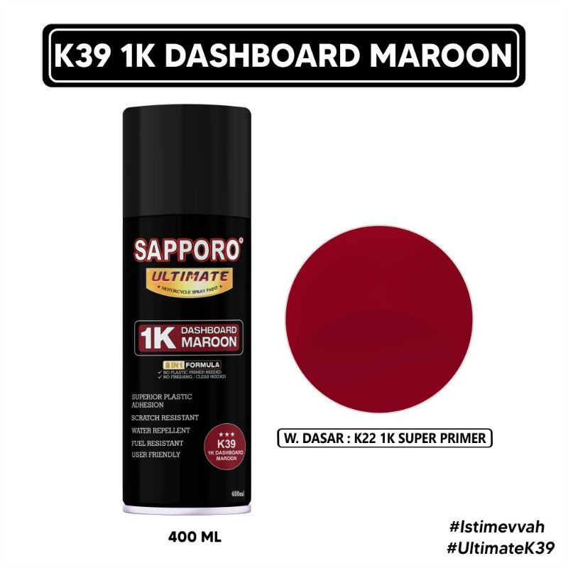 Jual SAPPORO ULTIMATE K39 1K DASHBOARD MAROON CAT SEMPROT AEROSOL SPRAY ...