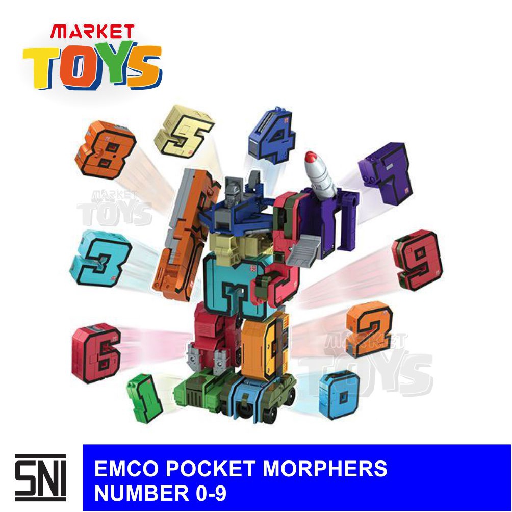 Jual EMCO Pocket Morphers Number 0-9 Set LENGKAP Mainan Anak Robot ...