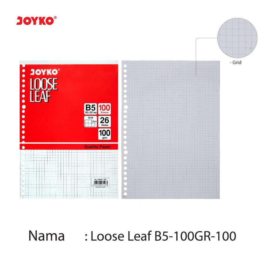 Jual Loose Leaf Grid Joyko B5 100 lembar Kertas File Kotak Agb | Shopee Indonesia