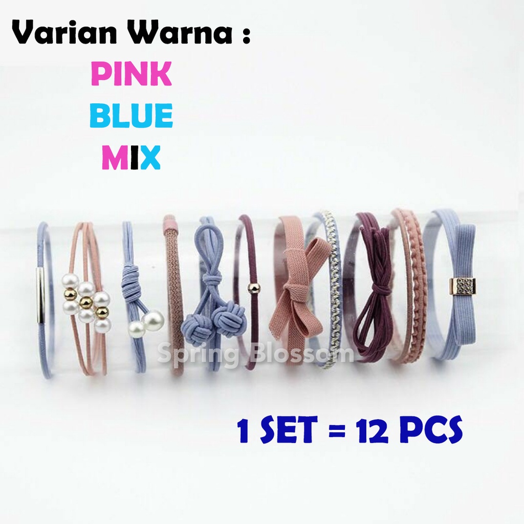 Jual Ikat Rambut Korea 1 SET (isi 12pcs Banyak Model) | Shopee Indonesia