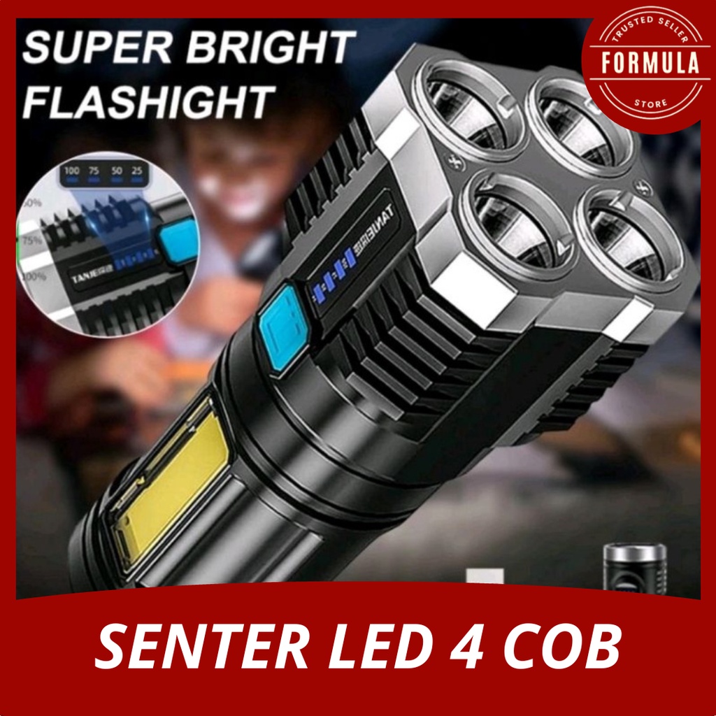 Jual Senter LED Super Terang Rechargeable + COB Senter Led Jarak Jauh ...