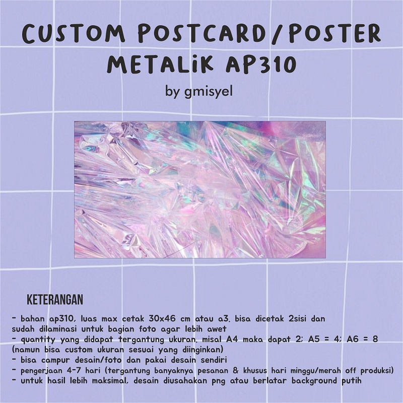 Jual [BACA DESC] AP310 A3+ CUSTOM CETAK HOLOGRAM METALIK POSTCARD ...