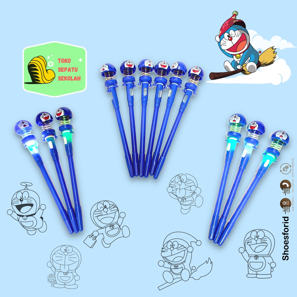 Jual Pulpen Gel Lampu Led // Pulpen Doraemon // Pulpen Karakter ...