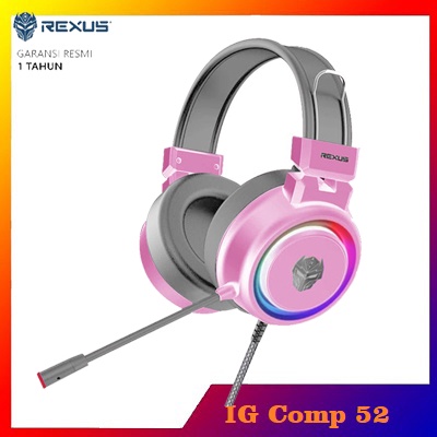 Jual Headset Gaming Rexus Vonix F30 LED RGB Spectrum - Merah Muda ...