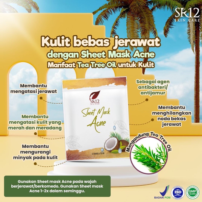 Jual SHEET MASK ACNE SR12 BPOM / MASKER WAJAH PENGHILANG JERAWAT / MASKER WAJAH ORIGINAL BPOM ...