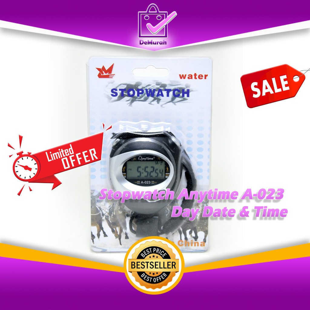 Jual 0440 Stopwatch Anytime A-023 Day Date & Time | Shopee Indonesia