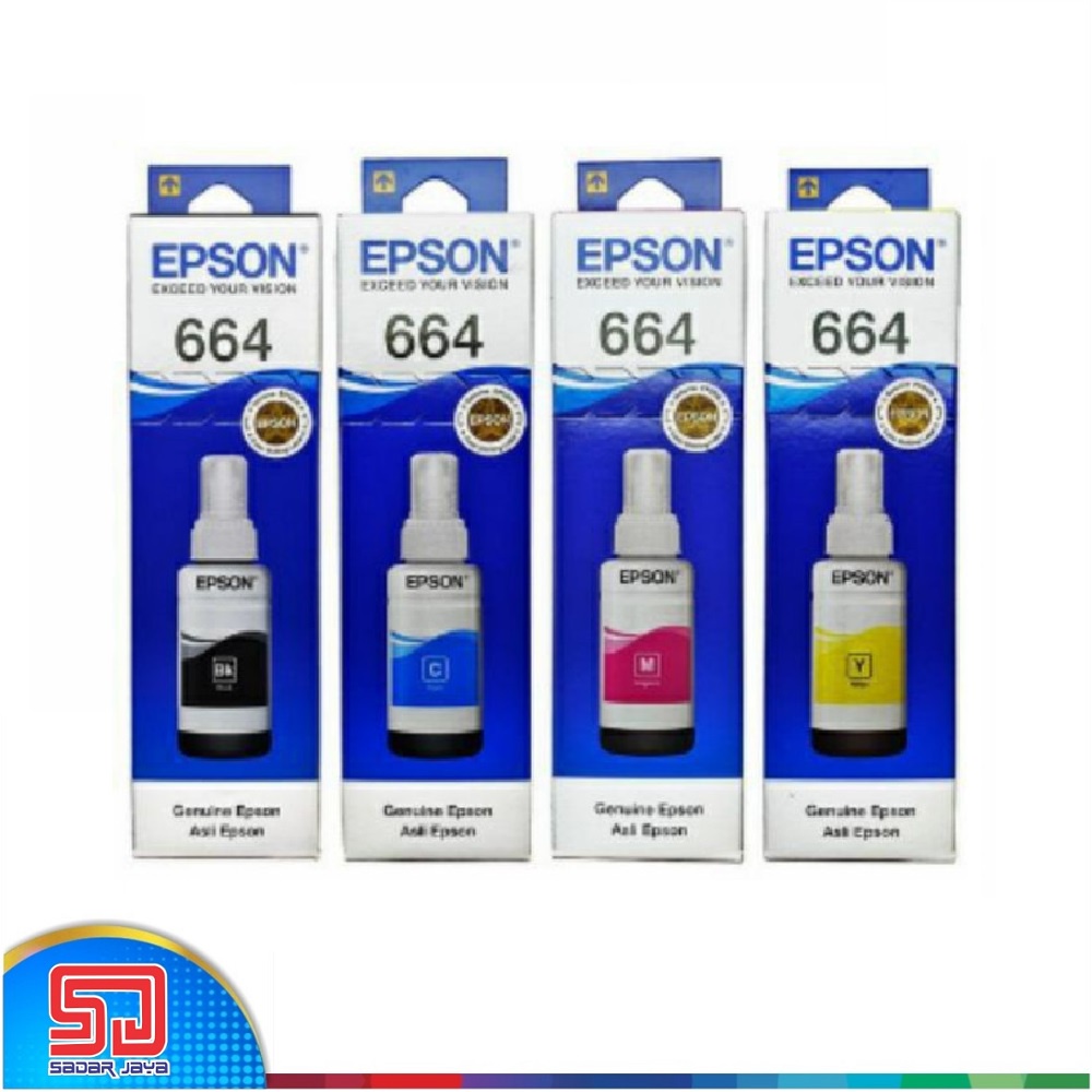 Jual Tinta Printer Epson T664 Cyan Magenta Yellow Black 664 Original ...