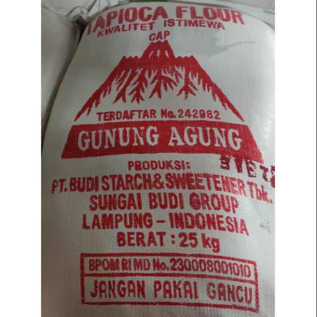 Jual Tepung Tapioka / Sagu Cap Gunung Agung Sungai Budi 25kg Bal READY ...