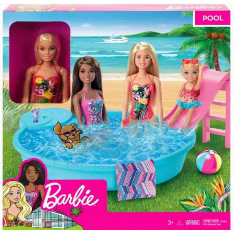 Jual Barbie Doll and Pool Playset / Kolam Renang Barbie Sale | Shopee ...