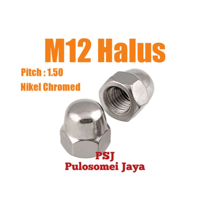 Jual Mur Topi M12/ Drat Halus / Cap Nut Nikel M12 / Cap Nut Chrome M12 ...